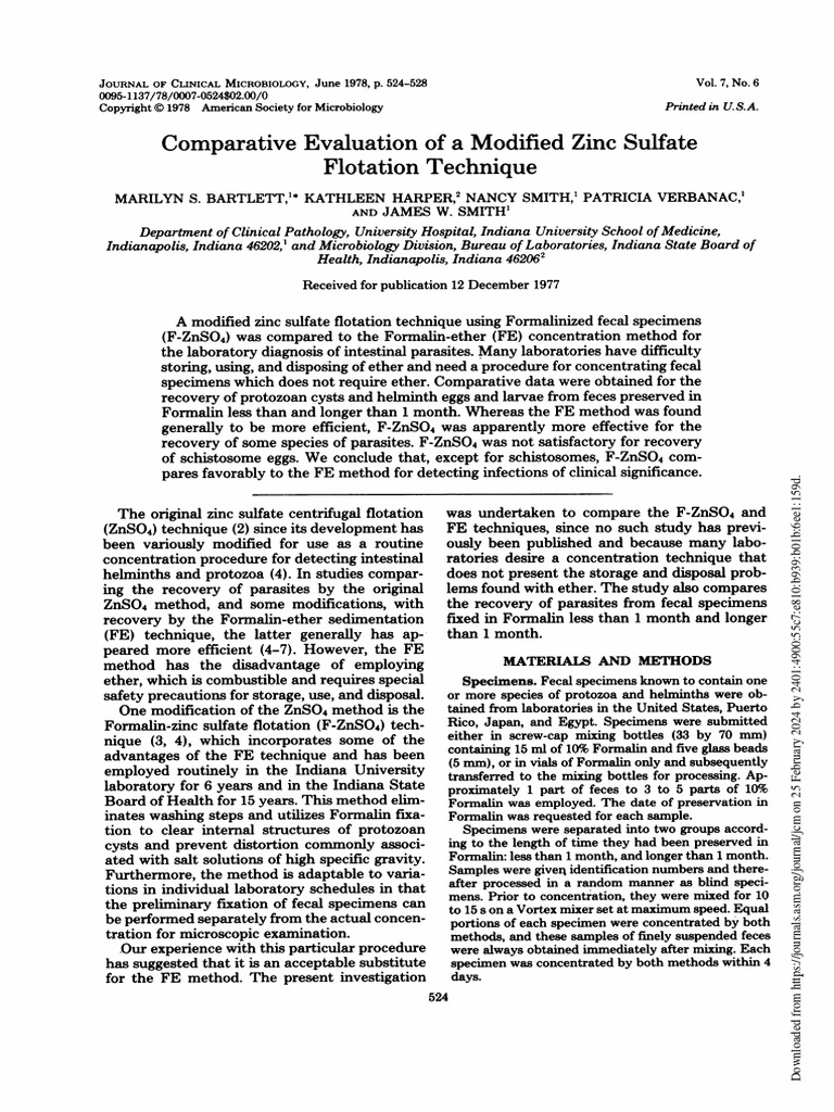 Comparative Evaluation of A Modified Zinc Sulfate Flotation Technique | PDF | Parasitism ...