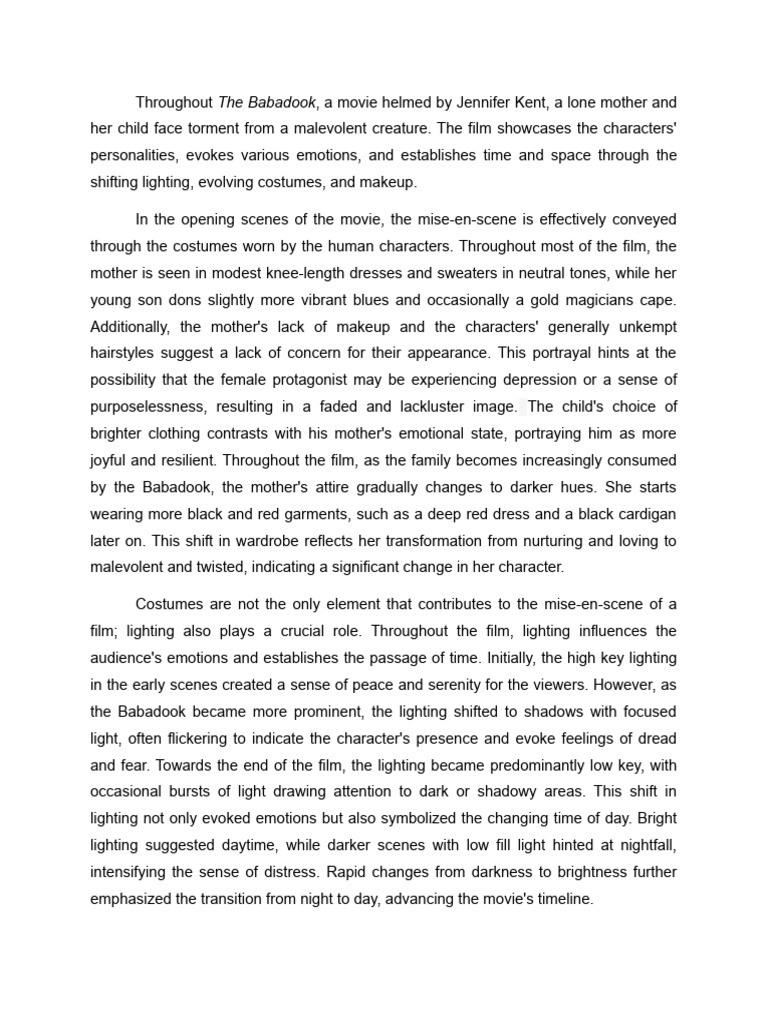 Babadook: A Mise-en-Scène Analysis | PDF | Clothing | Costume