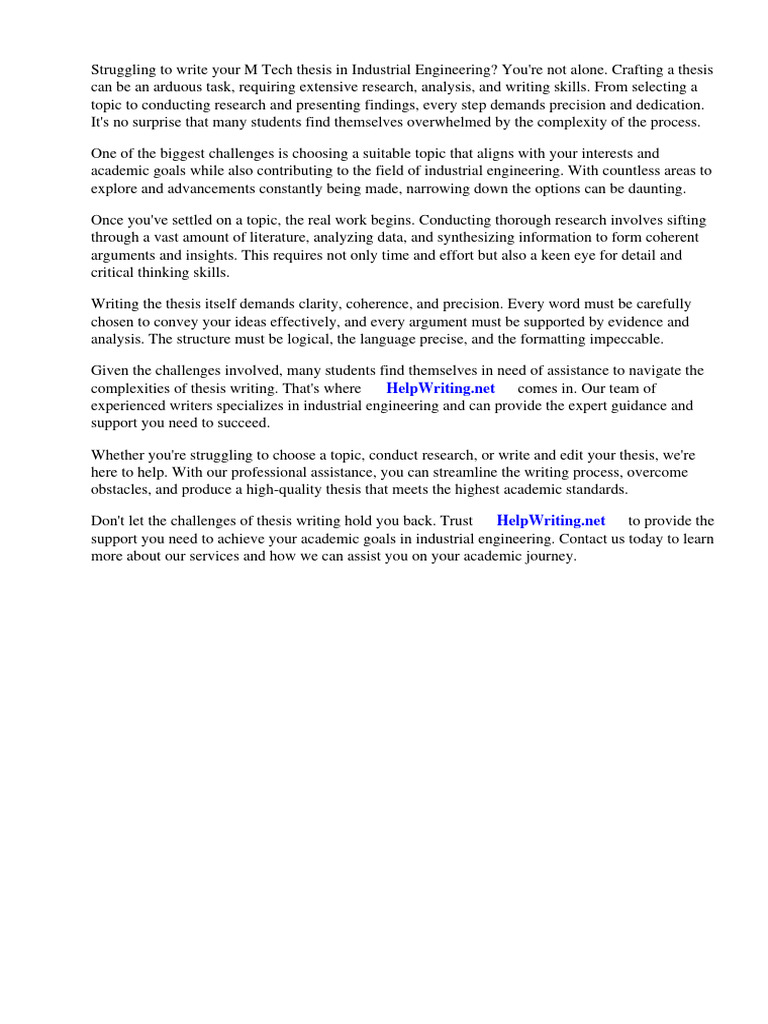M Tech Thesis Topics in Industrial Engineering | PDF | Engineering | Thesis