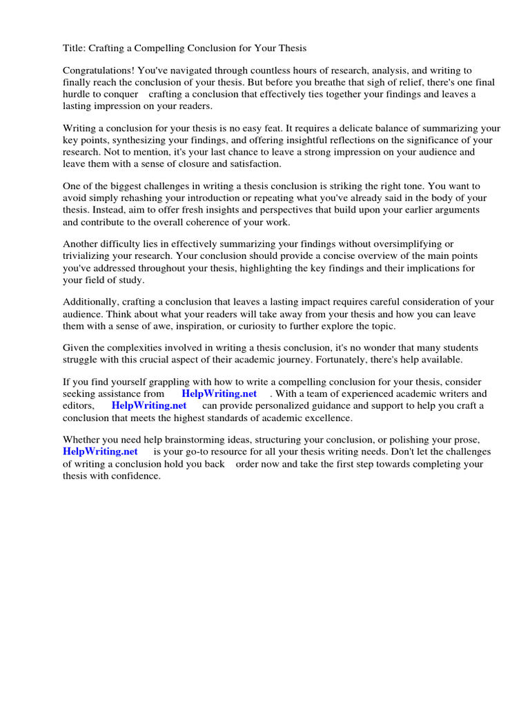 How To Write A Conclusion For Your Thesis | PDF | Essays | Thought