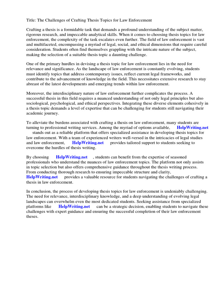 Thesis Topics For Law Enforcement | PDF