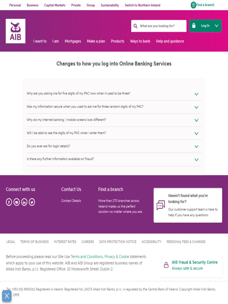 PAC Online Banking Login Changes - FAQs | PDF