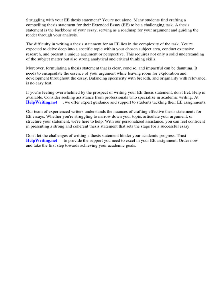 Ee Thesis Statement | PDF