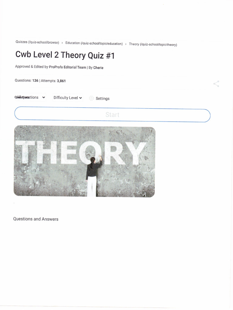 CWB Level 2 Theory Quiz #1 | PDF