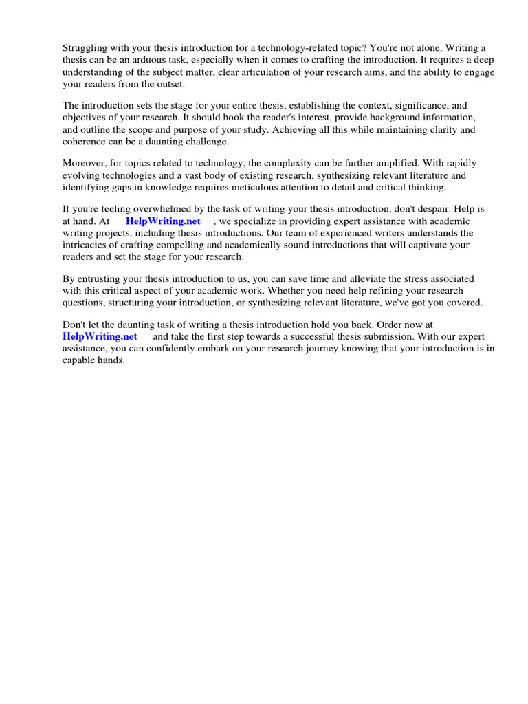 Thesis Introduction Sample Technology | PDF | Thesis | Computer Network
