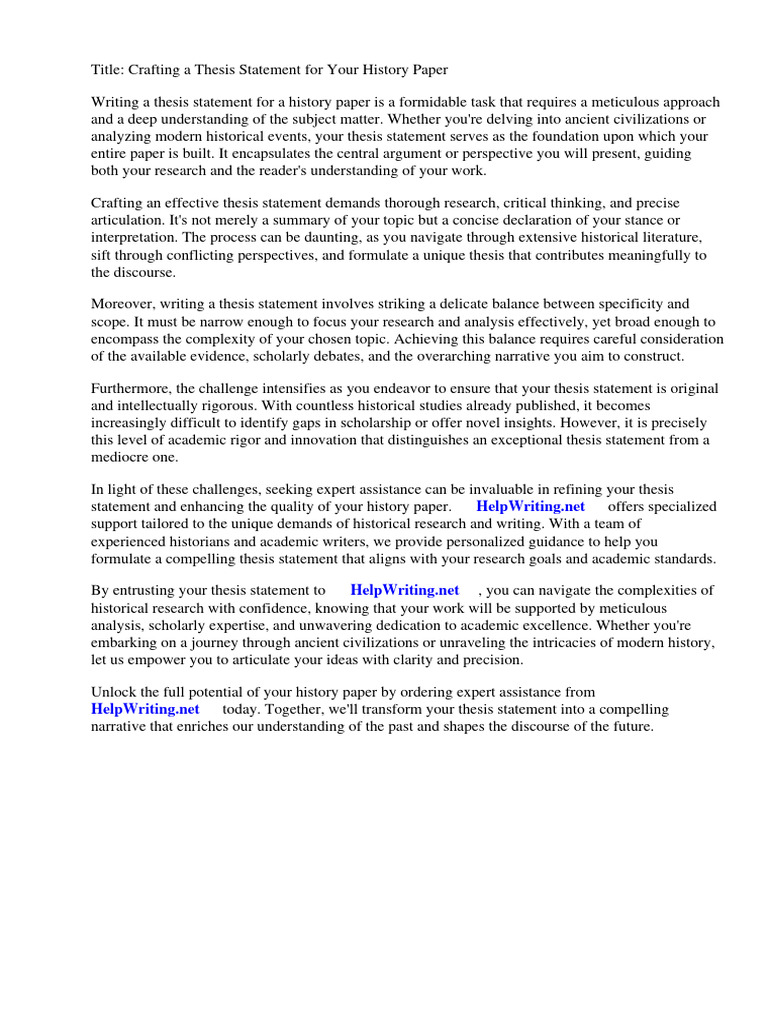 Writing A Thesis Statement History Paper | PDF | Essays | Thesis