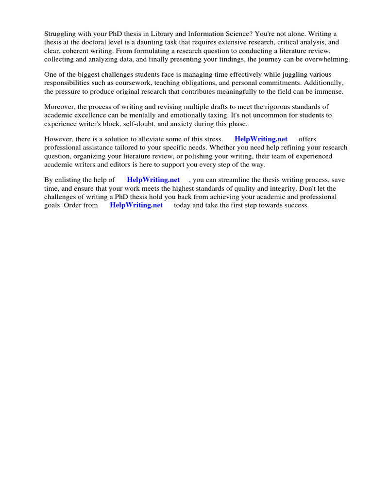 PHD Thesis in Library and Information Science PDF | PDF | Thesis ...