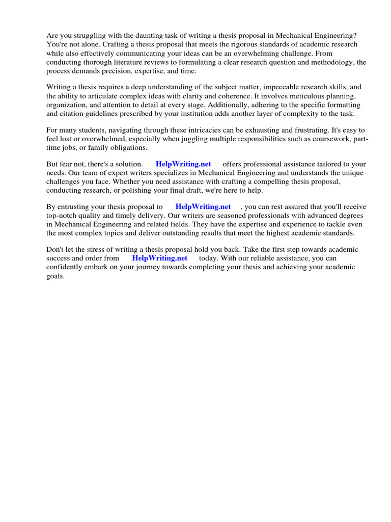 Thesis Proposal Mechanical Engineering | PDF | Thesis | Engineering