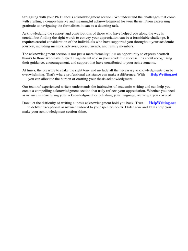 Sample PHD Thesis Acknowledgement | PDF | Thesis | Doctor Of Philosophy
