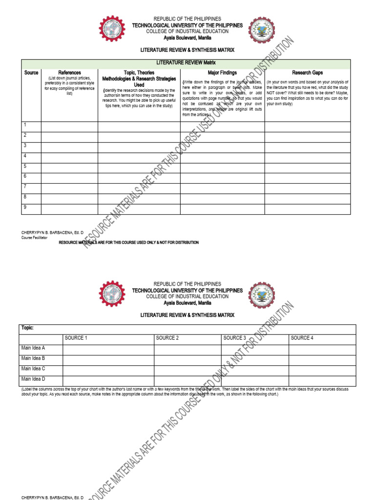 Literature Review Matrix CBB - GROUP | PDF | Methodology | Science