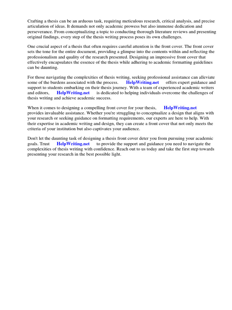Thesis Front Cover Example | PDF | Thesis