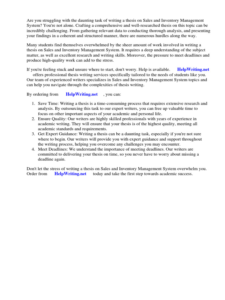 Sales and Inventory Management System Thesis | PDF
