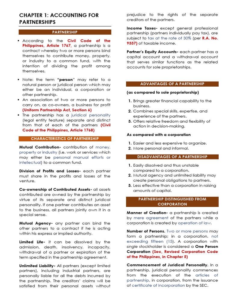 Partnership Accounting - PARCOAC Reviewer | Download Free PDF ...