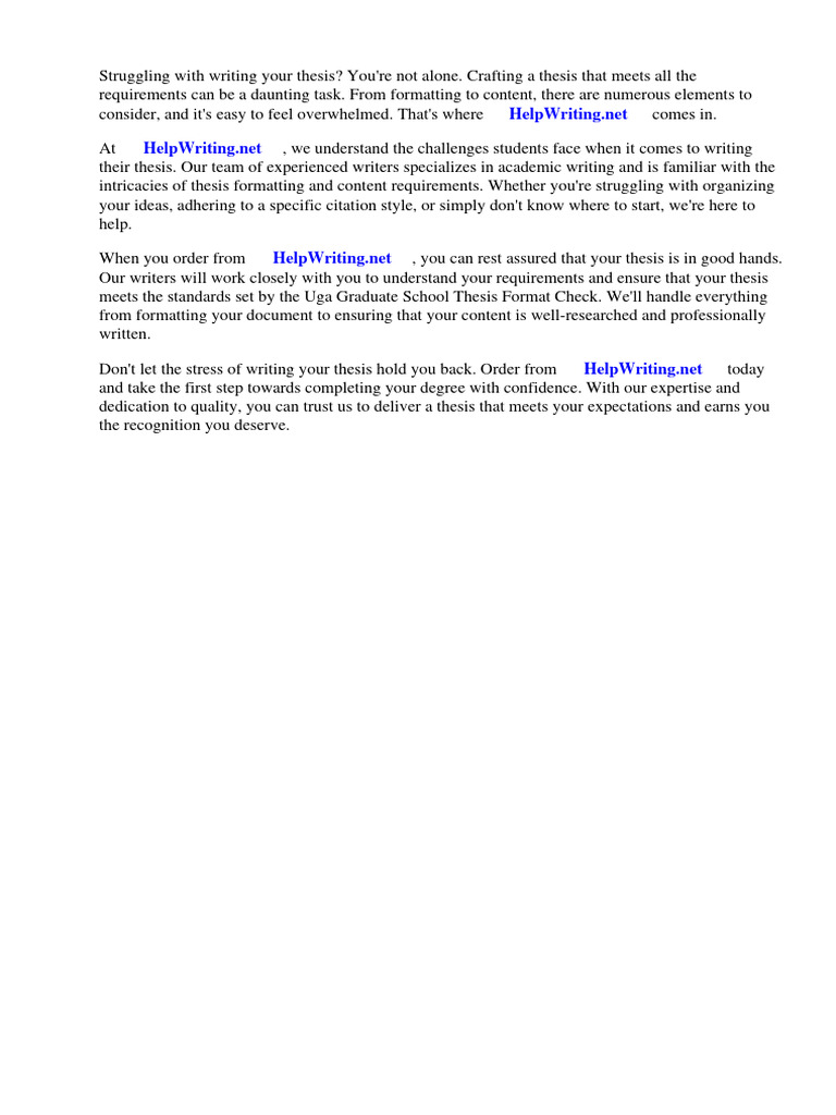 Uga Graduate School Thesis Format Check | PDF | Thesis | Doctorate