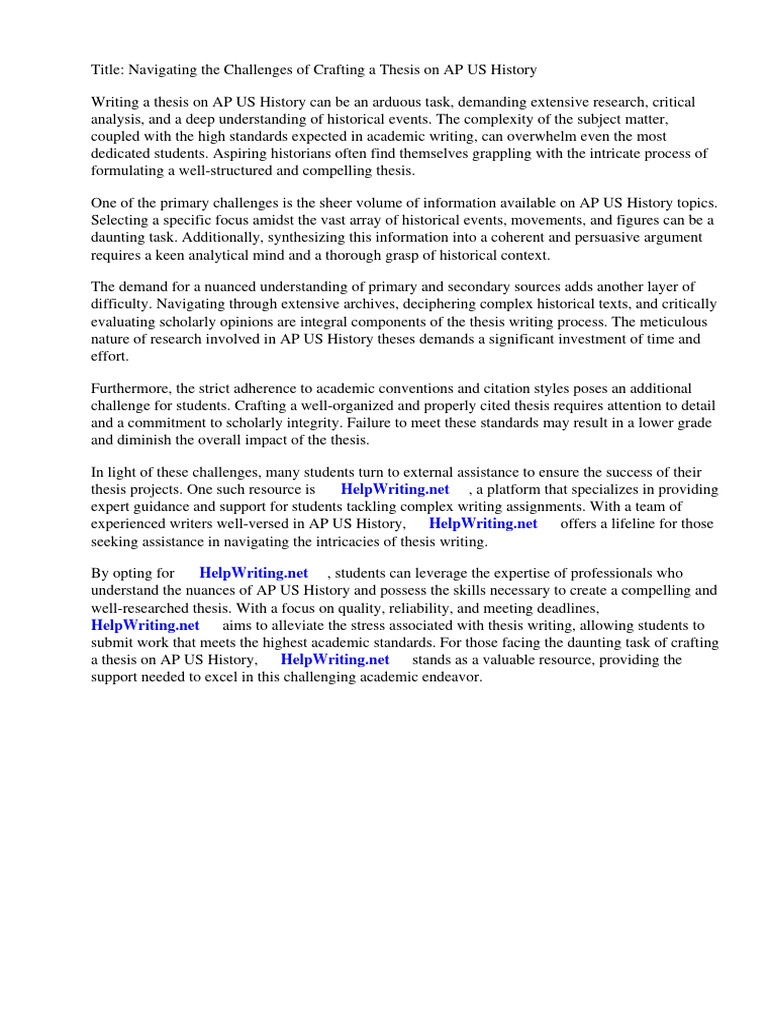 How To Write A Good Thesis AP Us History | PDF | Essays | Thesis