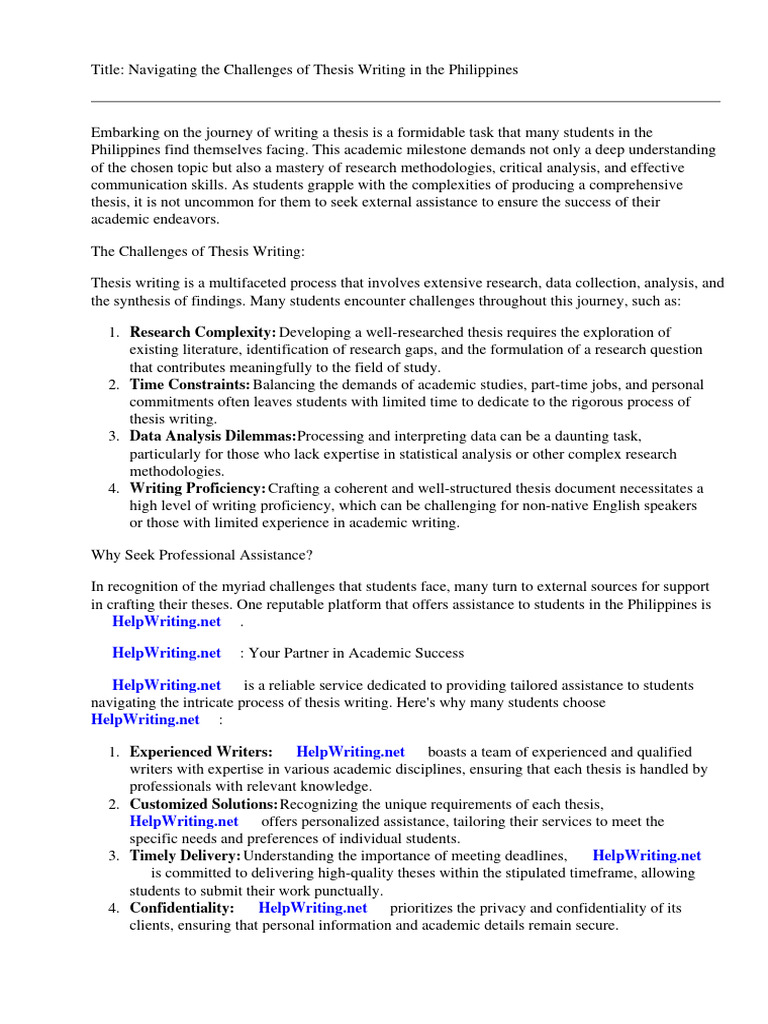 Thesis Examples PDF in The Philippines | Download Free PDF | Thesis ...