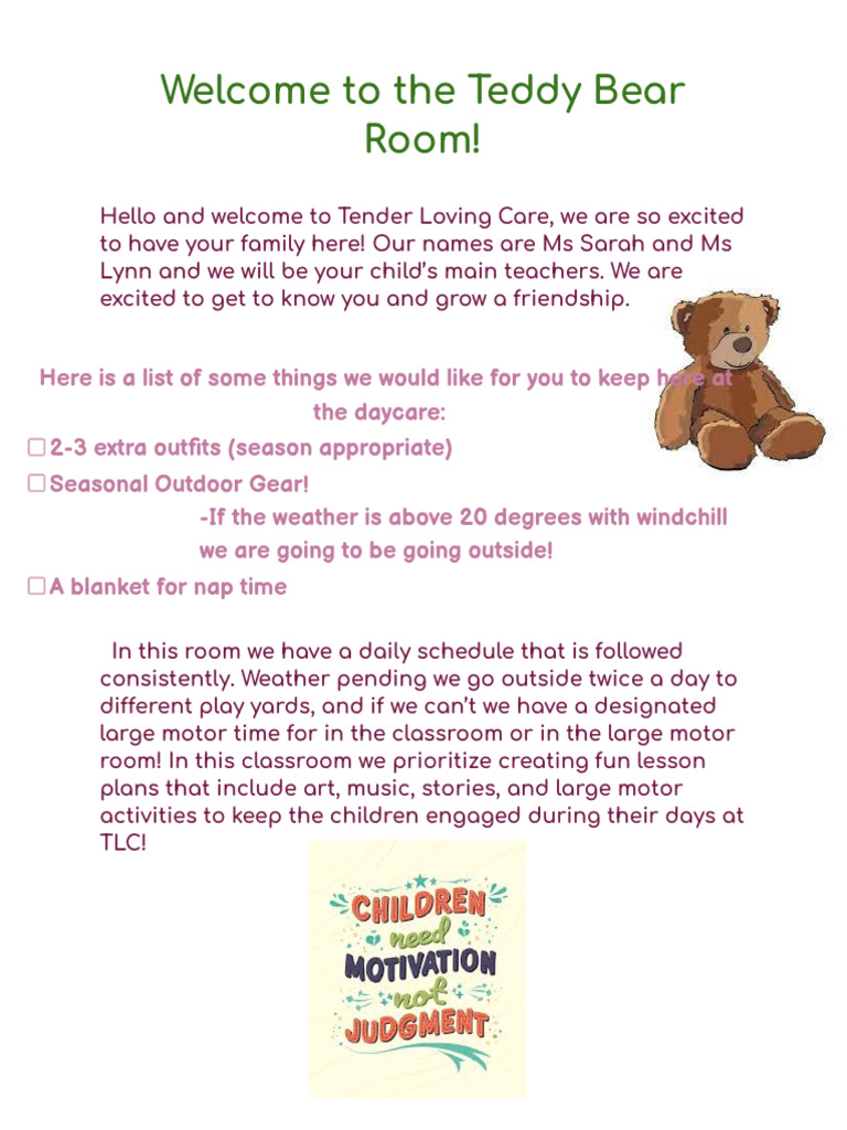 Welcome To The Teddy Bear Room 1 | PDF | Language Arts & Discipline ...