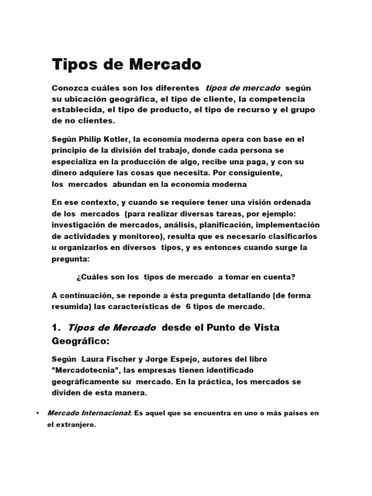 Tipos De Mercado Pdf 5055