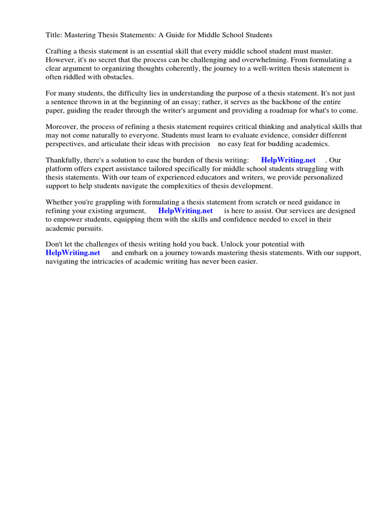 Teach Thesis Statements Middle School Students | PDF | Essays | Thesis