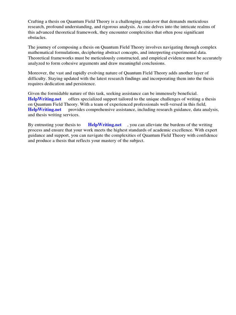 Thesis Quantum Field Theory | PDF