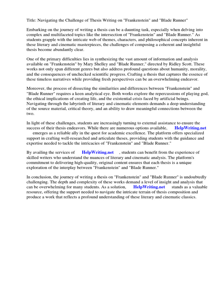 Thesis Frankenstein Blade Runner | PDF | Narrative | Science