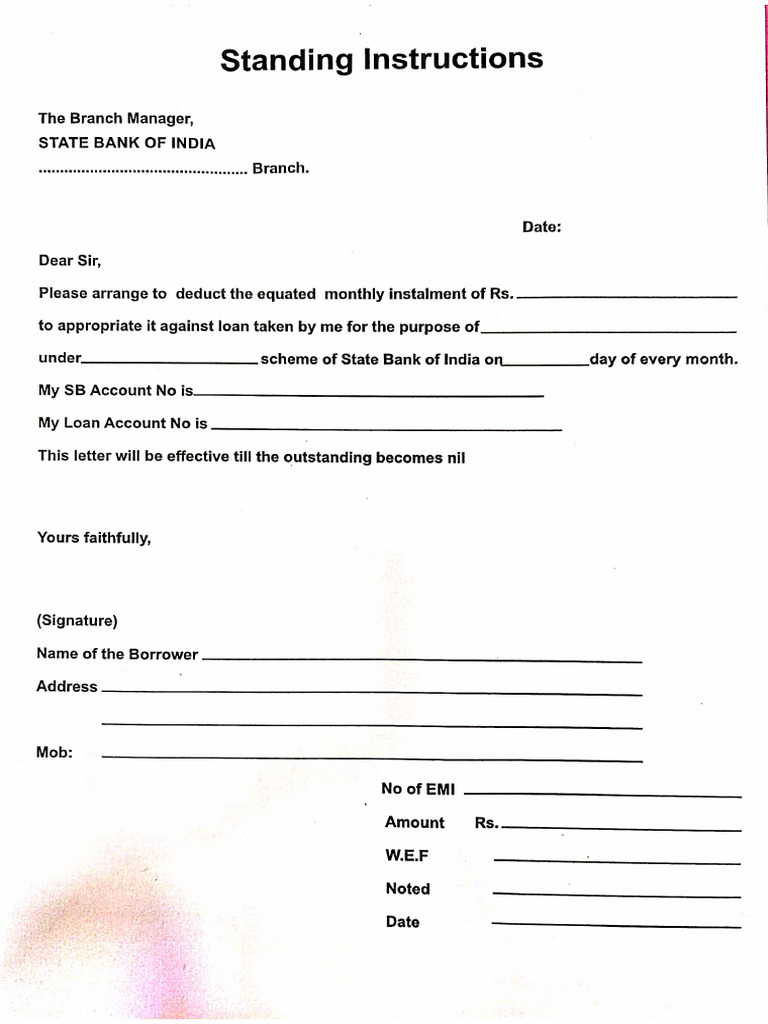 SBI SI Form | PDF