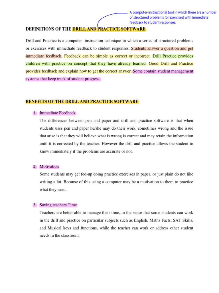 Definition of Drill and Practise | PDF | Simulation | Lecture