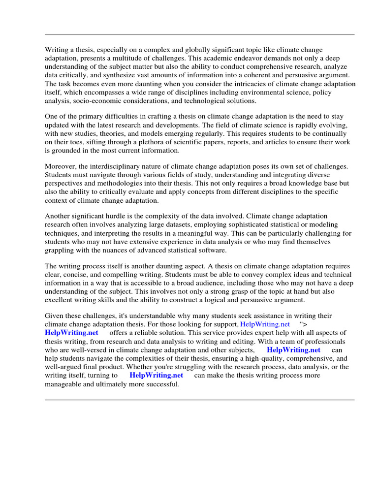 Climate Change Adaptation Thesis | PDF | Groundwater | Climate Change