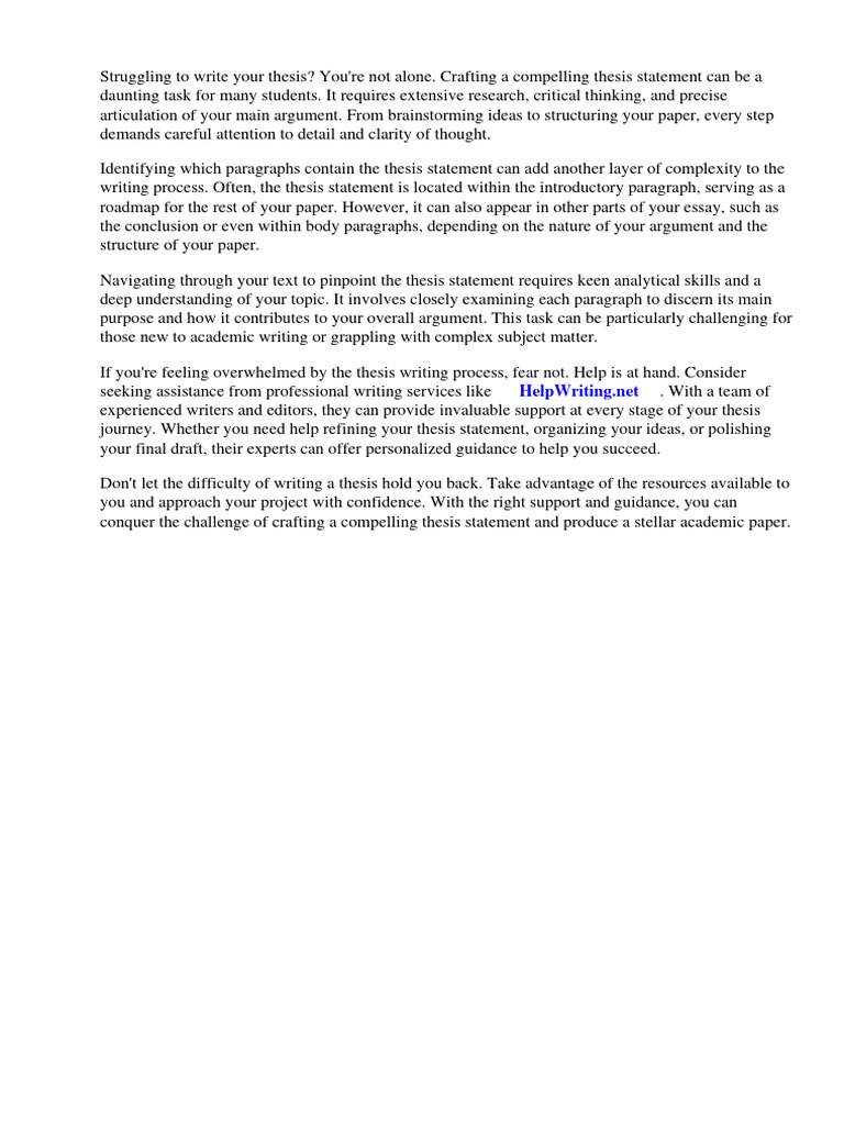Which Paragraphs Contain The Thesis Statement Open Study | PDF | Essays ...