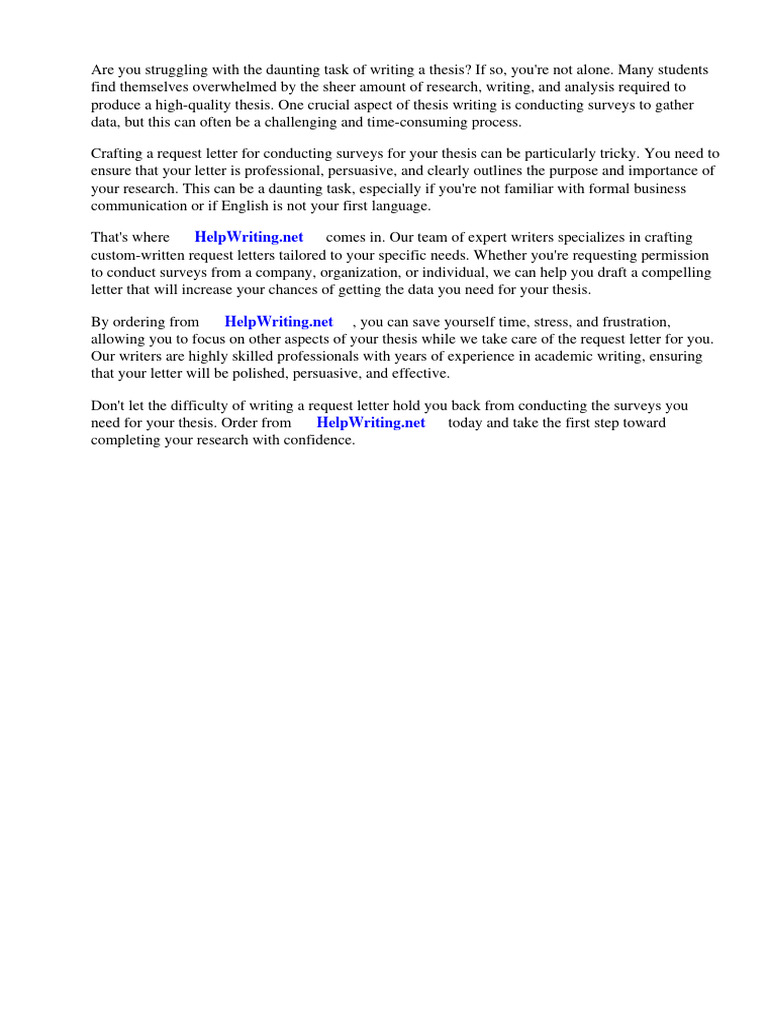 Sample Request Letter For Conducting Survey For Thesis | Download Free ...