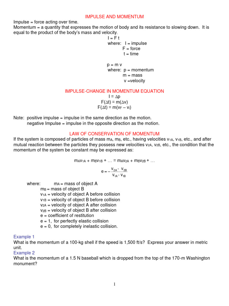 Impulse and Momentum Explained | PDF