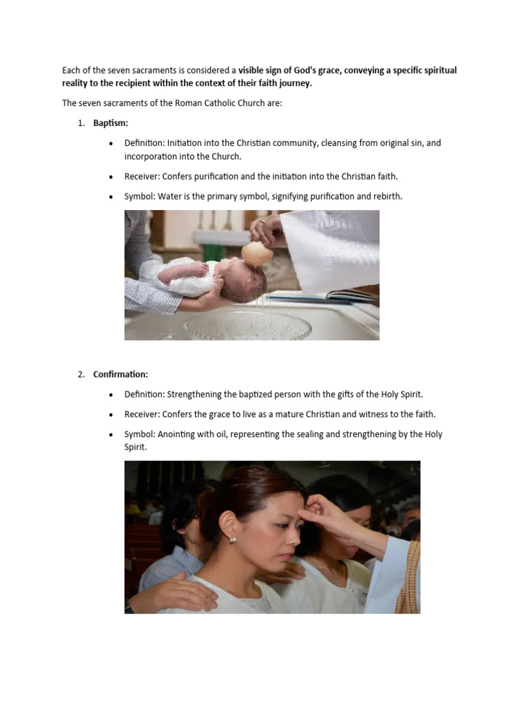 Seven Sacraments Conferred Symbols | PDF
