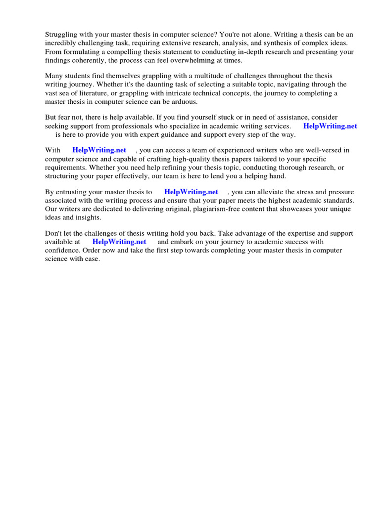 Master Thesis Ideas Computer Science | PDF | Thesis | Computer Science