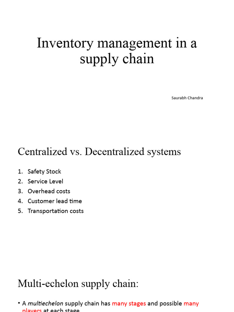 Inventory Management in Multi Echelon Supply Chains | PDF | Inventory ...