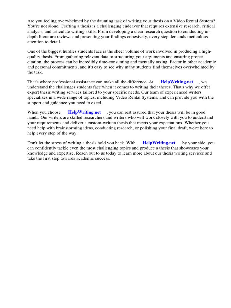 Video Rental System Thesis | PDF