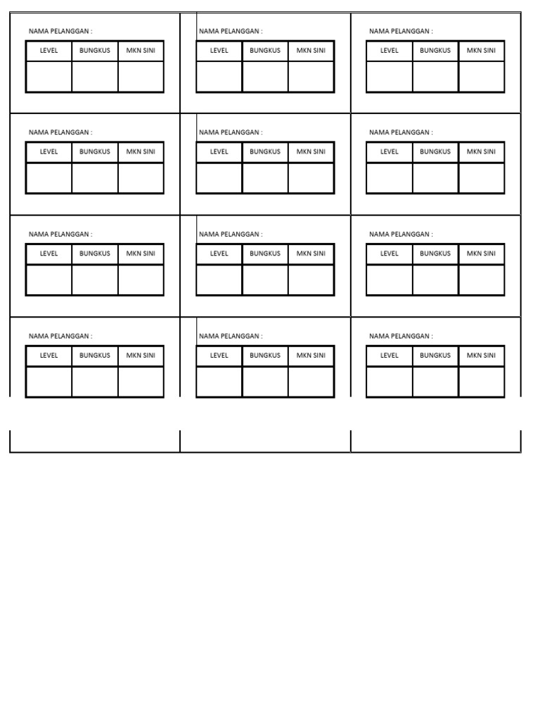 Lembar Pesanan Seblak | PDF