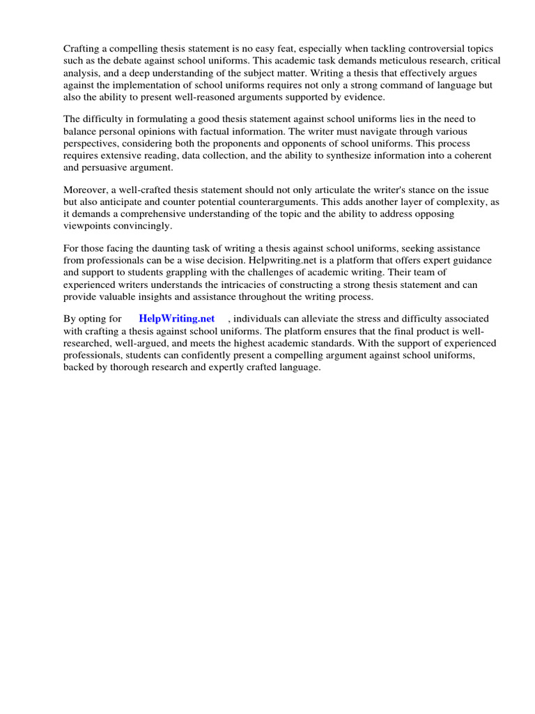 Thesis Help: Arguing Against Uniforms | PDF | Essays | Thesis