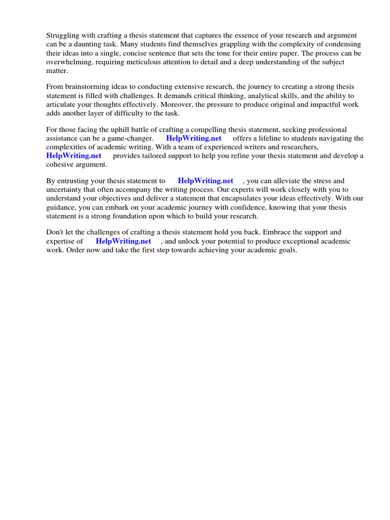 How To Make My Thesis Statement | PDF