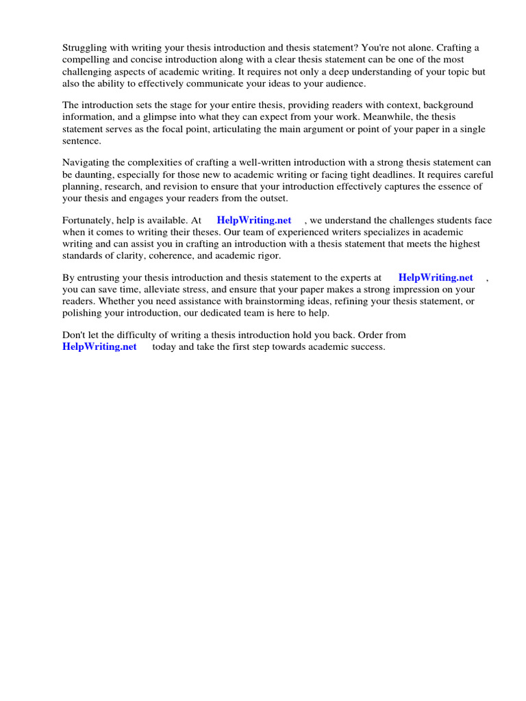 Example of Introduction With Thesis Statement | PDF