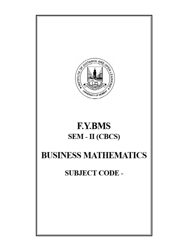 FYBMS Business Mathematics SEM II | PDF