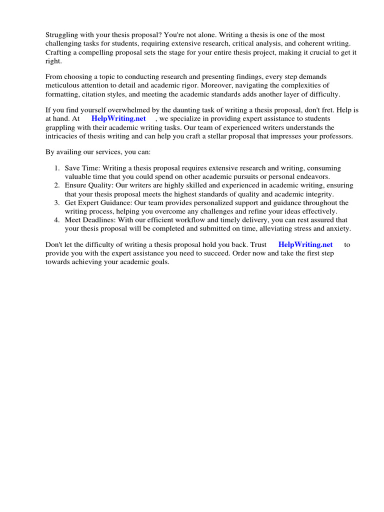 Thesis Proposal Writing Help | PDF | Thesis | Methodology