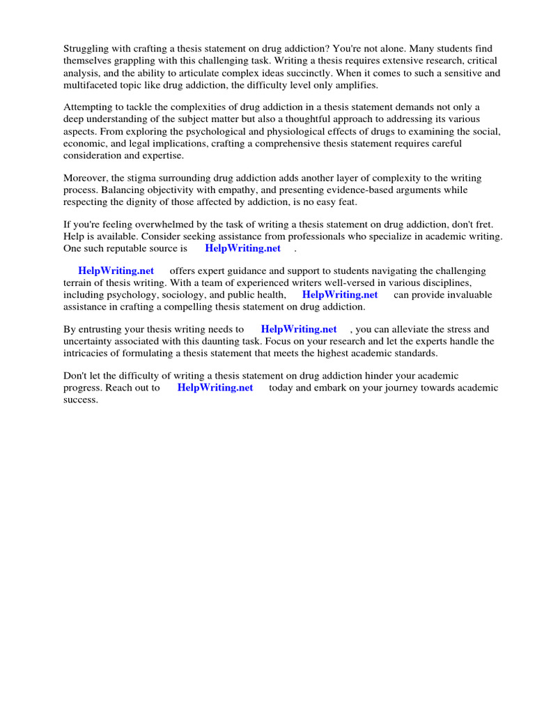 Drug Addiction Thesis Statement | PDF