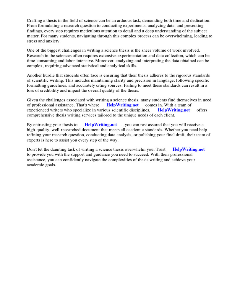 Science Thesis Writing Tips | PDF | Thesis | Essays