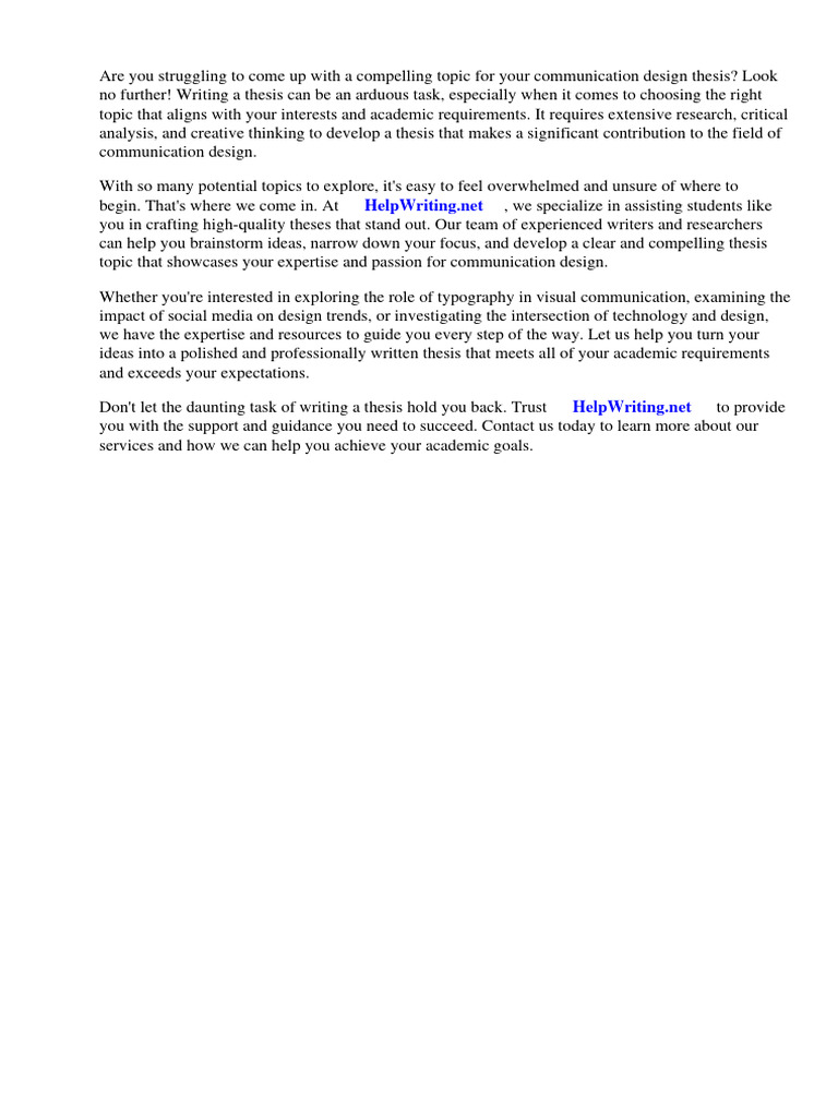 Communication Design Thesis Topics | PDF | Thesis | Graphic Design