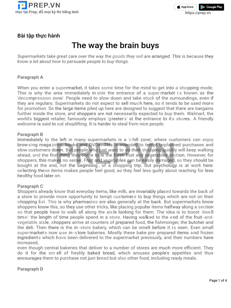 Prep - VN | PDF | Supermarket | Retailing