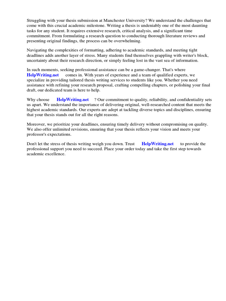 Thesis Submission Manchester University | PDF