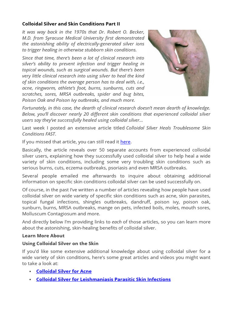 Colloidal Silver and Skin Conditions Part II | PDF