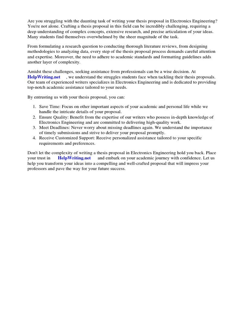Thesis Proposal Electronics Engineering | PDF