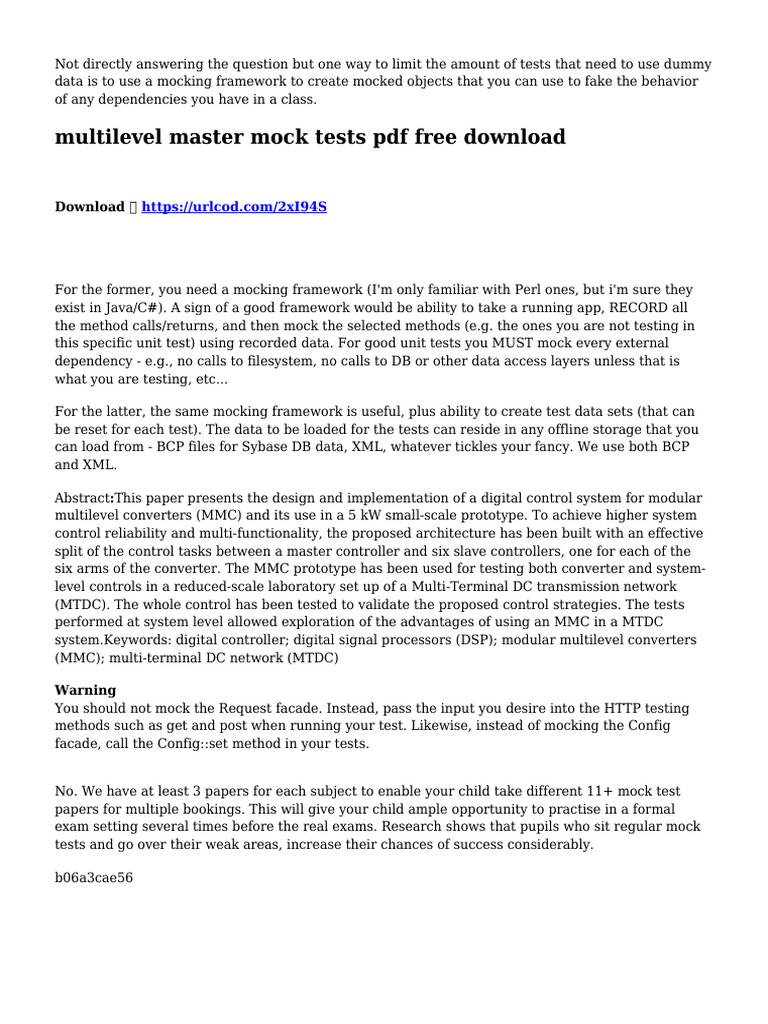 Multilevel Master Mock Tests PDF | PDF