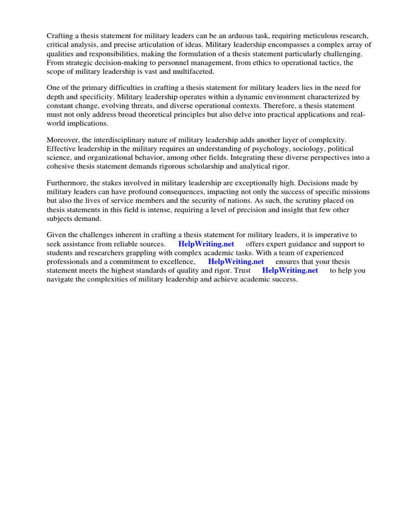 Thesis Statement For Military Leaders | PDF
